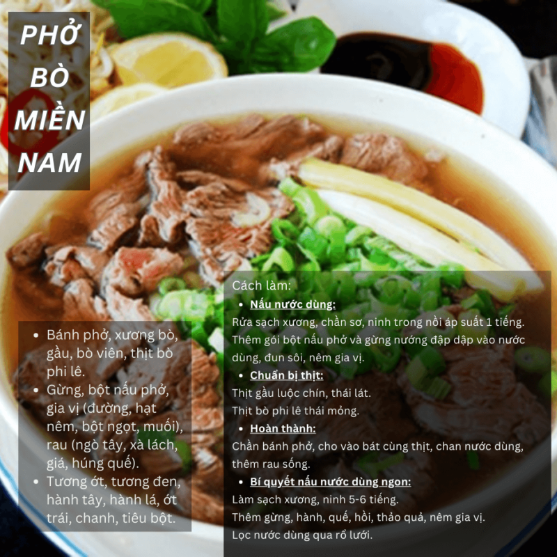 Cách Làm Món Phở Bò Miền Nam Chuẩn Vị